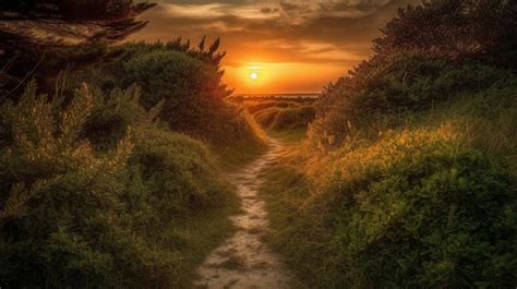 Premium Ai Image Sunset Path