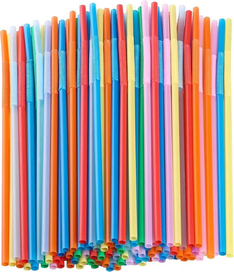 50 Pack Flexible Drinking Straws Assorted Colors Plastic Disposable