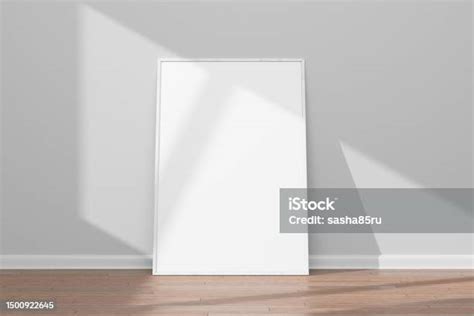 레이아웃에 대한 디자인 템플릿입니다 흰 벽과 나무 바닥에 사실적인 흰색 나무 빈 프레임 3d 렌더링 0명에 대한 스톡 사진 및 기타 이미지 Istock