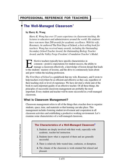 The Well Managed Classroom Professional Reference For Teachers Classroom Management