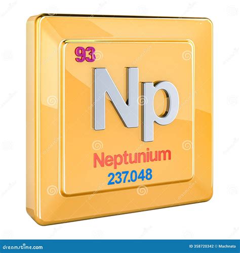 Neptunium Element Icon Orange Spherical Symbol Vector Chemical Illustration Np Atomic