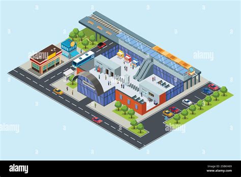 A Vector Illustration Of Isometric Train Station Public Transportation Stock Vector Image And Art