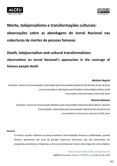 PDF Morte telejornalismo e transformações culturais observações sobre as abordagens do