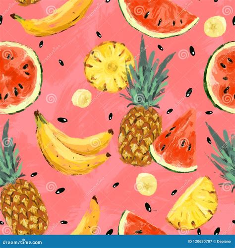 Seamless Summer Watermelon Abstract Pattern Stock Illustration