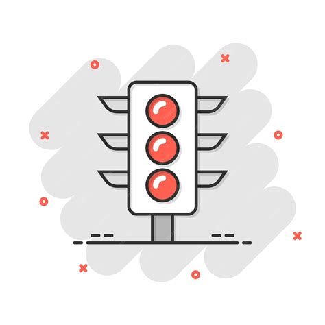 Ícone De Semáforo Em Estilo Cômico Ilustração Em Vetor De Desenho