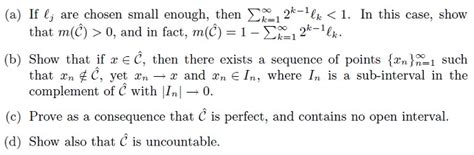 Solved Cantor Like Sets Construct A Closed Set So That At