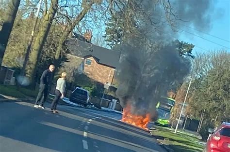 Car Bursts Into Flames As Road Closed In Both Directions Liverpool Echo