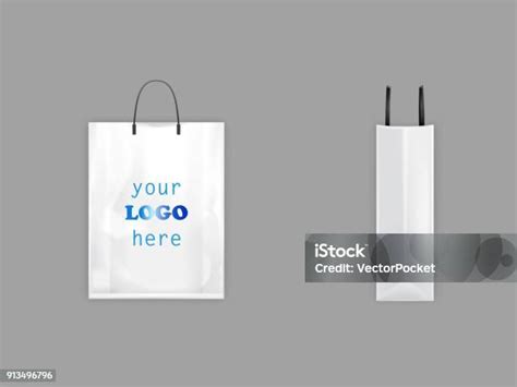 검정 핸들 3d 벡터 흰색 쇼핑백 비닐 봉지에 대한 스톡 벡터 아트 및 기타 이미지 비닐 봉지 벡터 손잡이 Istock