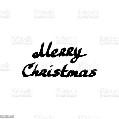 Ink Pen Letters Merry Christmas Hand Draw Sketch Isolated On White