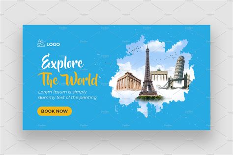 Travel Youtube Thumbnail Social Media Templates ~ Creative Market
