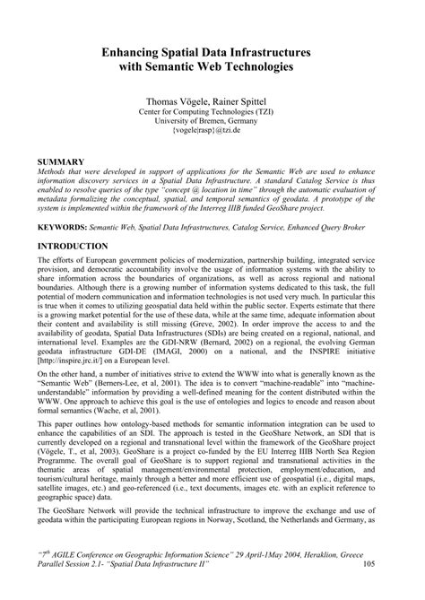 Pdf Enhancing Spatial Data Infrastructures With Semantic Web Technologies