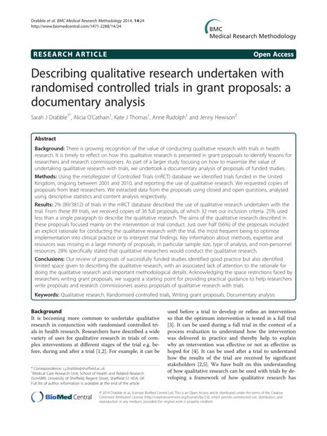 Pdf What Can Qualitative Research Do For Randomised Controlled Trials A Systematic Mapping Review