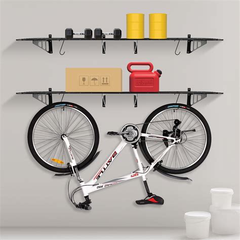 Miumaeov 2 Packs 7224 Garage Wall Shelf Black Garage Storage
