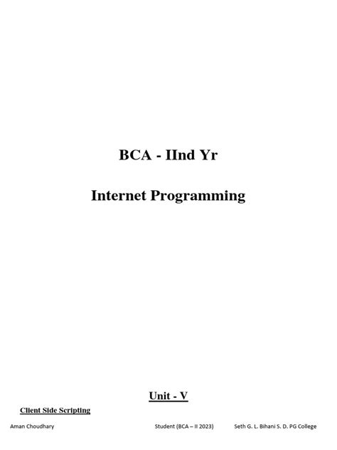 unit 5 ip pdf dynamic web page java script