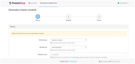 Prestashop Module Generator utilidad para crear módulos básicos sobre los que trabajar