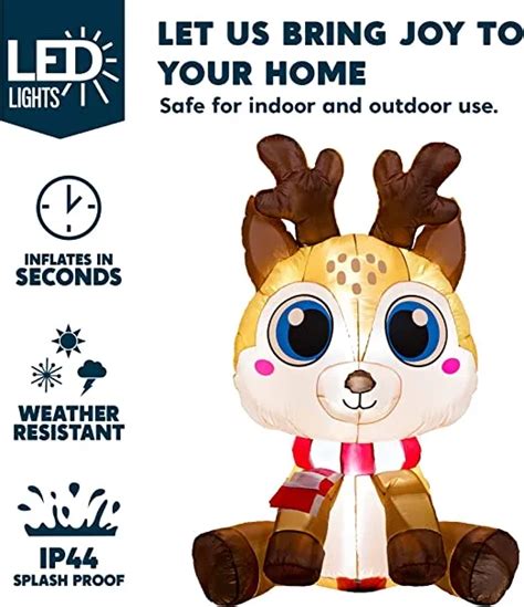 Fantastic 5ft Led Cartoony Christmas Inflatable Reindeer