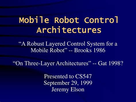 ppt mobile robot control architectures powerpoint presentation free