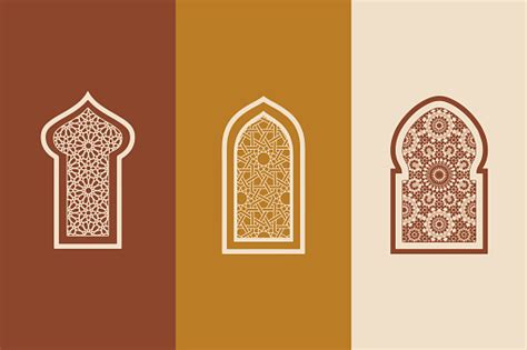 이슬람 아라비아 동양 스타일의 창문 문 아치 포스터는 세기 중반 벡터 이미지를 설정합니다 모로코 현대 추상 기하학 모로코에 대한 스톡 벡터 아트 및 기타 이미지 Istock