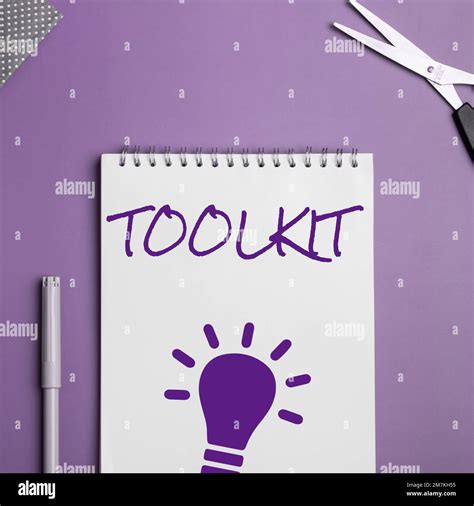 Conceptual Display Toolkit Word Written On Set Of Tools Kept In A Bag Or Box And Used For A