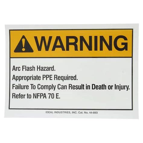 Ideal Warning Label Nec Arc Flash 5 In X 7 In Adhesive 5 Pack 44