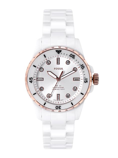 Buy Fossil Fb 01 Women White Dial Ceramic Bracelet Style Straps Analogue Watch Ce1107 Watches