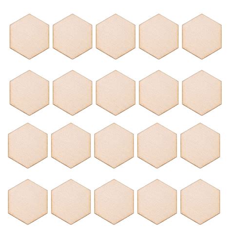 100 Pcs Hexclads Hexagon Unfinished Wood Chip Chips Material Wooden