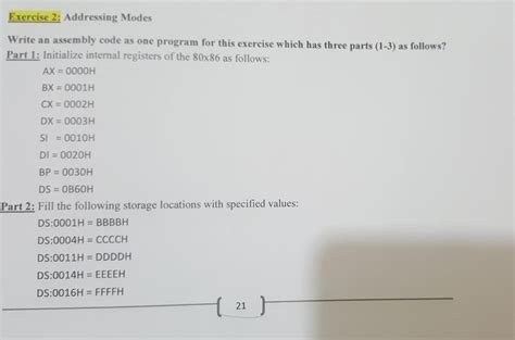 Exercise 2 Addressing Modes Write An Assembly Code