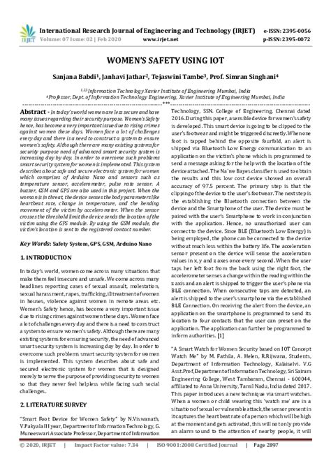 Pdf Irjet Womens Safety Using Iot