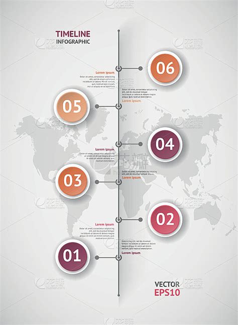 时间轴矢量图。世界地图