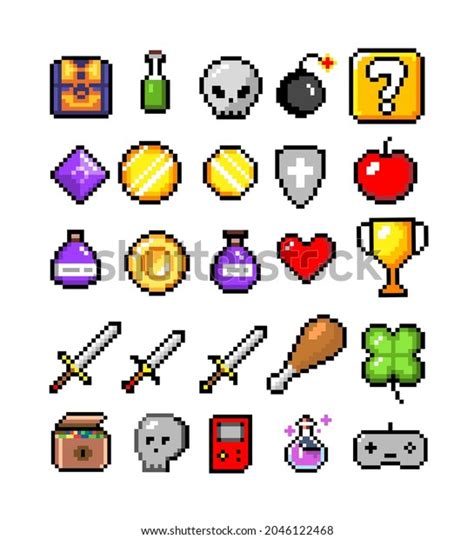 Set Minimalistic Pixel Art Vector Objects Stock Vector Royalty Free Shutterstock