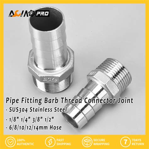 Aumopro 1pc Sus304 Stainless Steel Pipe Fitting Barb Thread 18 14 3