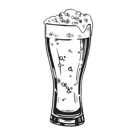 Skizze Eines Glases Bier Mit Handgezeichneter Vektorillustration Eines