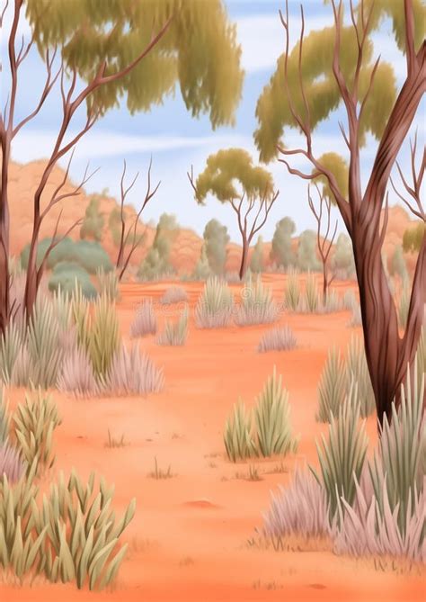 African Savannah Landscape Illustration Stock Illustration