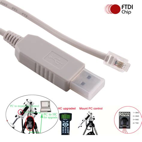 Usb To Rj9 4p4c Rs232 Serial Control Cable For Ioptron Equatorial