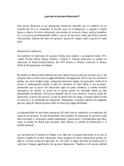 Qué Son Las Opciones Financieras Pdf