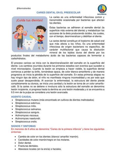 Caries Dental En El Preescolar Raquel Hernandez Udocz