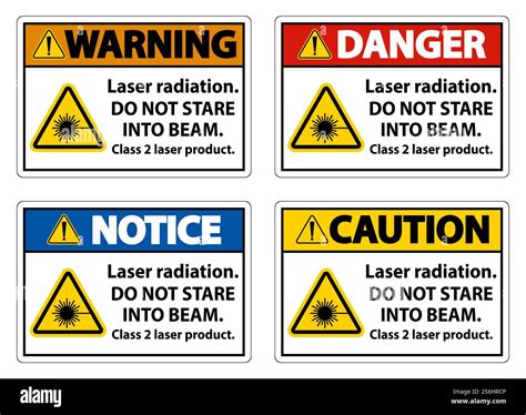 Laser Radiation Do Not Stare Into Beam Class 2 Laser Product Sign On White Background Stock