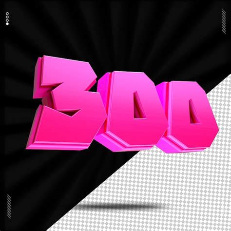 Premium Psd 3d Render Number 300 Font Pink