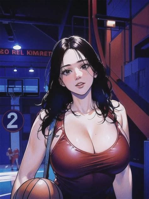 An Animated Woman Holding A Basketball In Her Right Hand And Wearing A