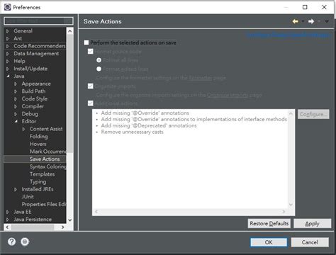 Eclipse 設定： Java 自動排版