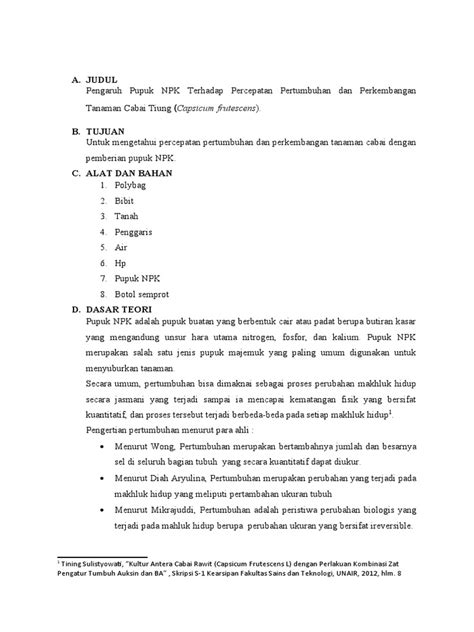 Laporan Pertumbuhan Cabai Pdf