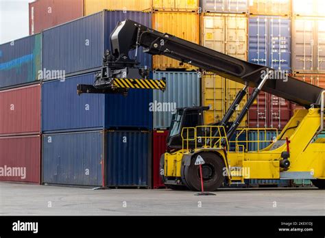 Container Handlers Forklift Truck In Shipping Yard Industrial