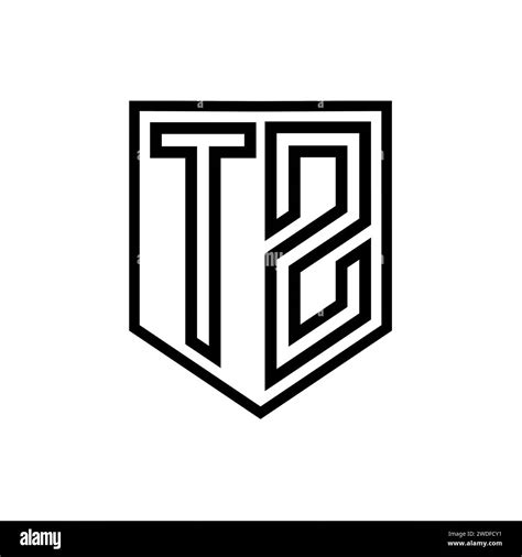 Tz Letter Logo Monogram Shield Geometric Line Inside Shield Isolated