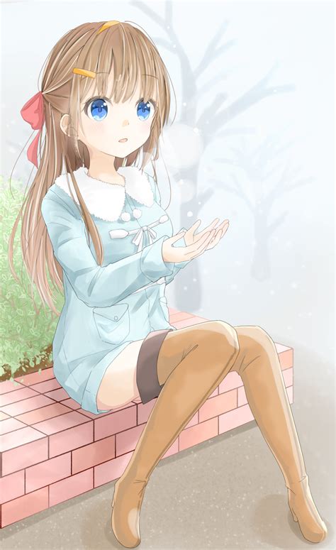 Safebooru 1girl Absurdres Believe47 Blue Eyes Boots Brown Hair