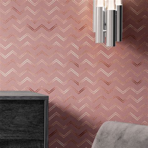 Papel De Parede Autoadesivo Chevron Rose Dalila Lavável Shopee Brasil