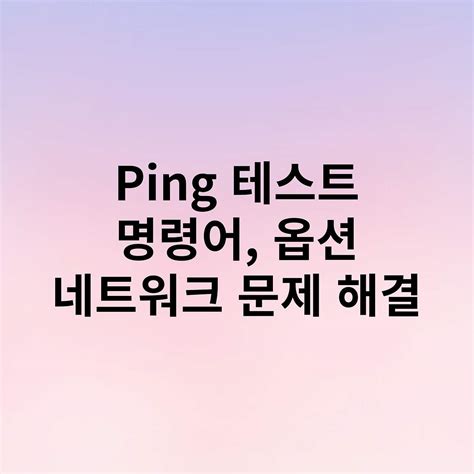 윈도우 Ping 테스트 사용법 총정리 명령어 옵션 네트워크 문제 해결법