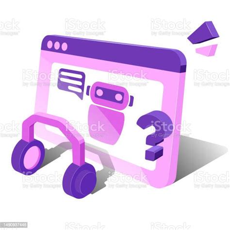 챗봇 가상 비서 묘사된 챗봇이 있는 컴퓨터 화면의 3d 모델입니다 3차원 형태에 대한 스톡 벡터 아트 및 기타 이미지 3차원 형태 개념 개념과 주제 Istock
