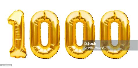 흰색에 고립 된 황금 풍선으로 만든 번호 1000 1 000 헬륨 풍선 금 호일 번호 파티 장식 1000 구독자 또는 팔로워 및