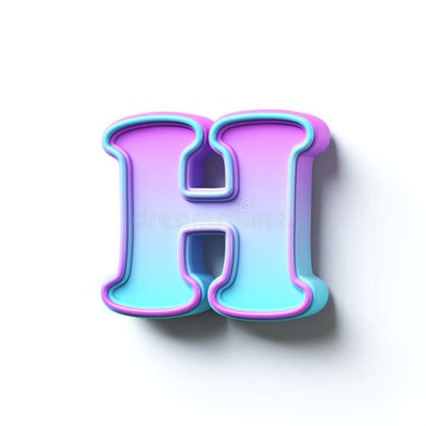 Pink Blue Gradient Cartoon Font Letter H 3d Stock Illustration
