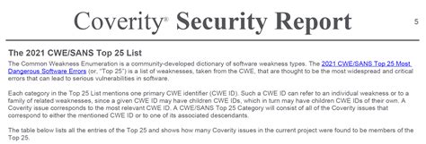 How Can We Configure The Coverity Security Report To Use The Latest Cwe